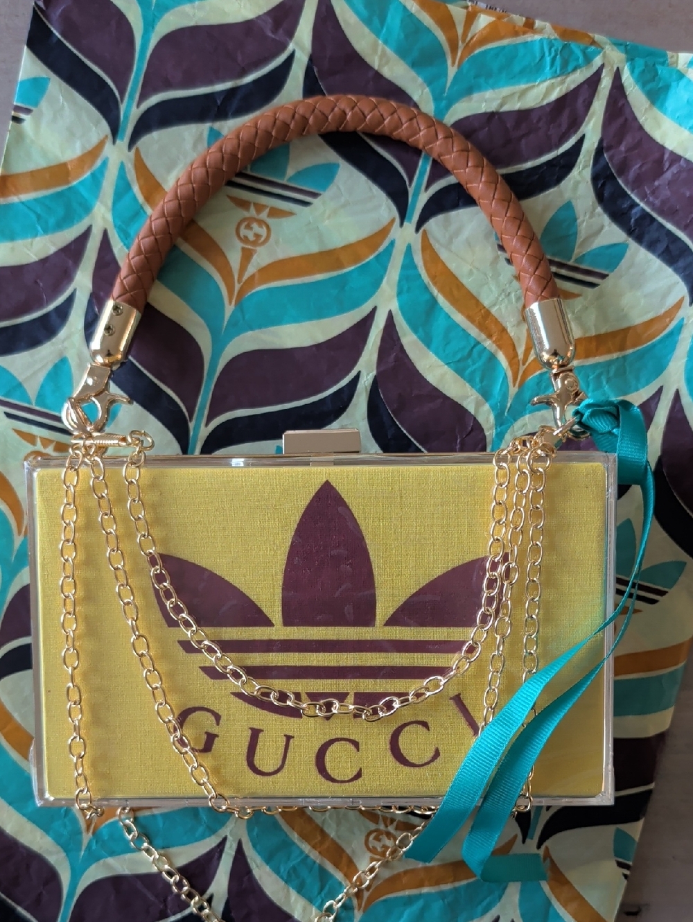 Gucci | Bags | Upcycled Gucci X Adidas Yellow Box Clutch With Burgundy ...